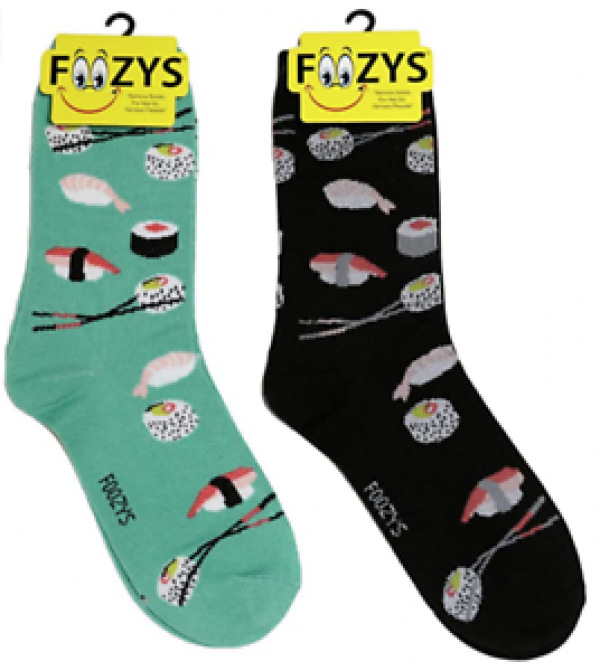 Womens Foozys Socks Designs - Sushi in Green, Black - FoozysSocks.com
