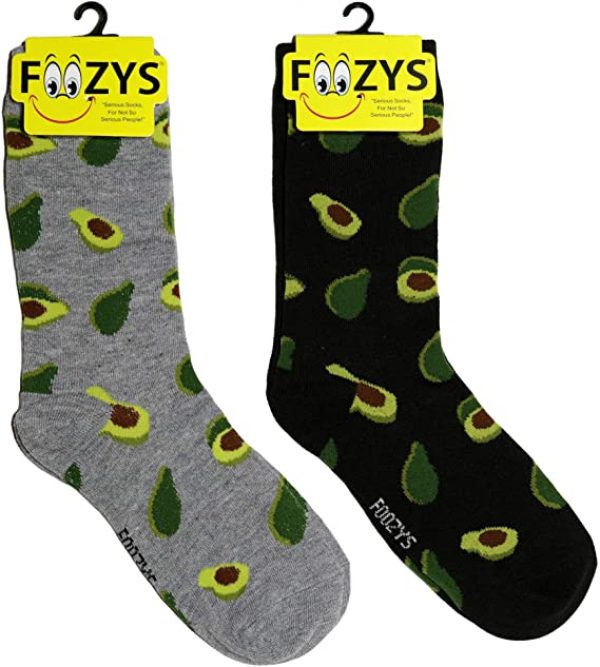 Womens Foozys Socks Design – Avocado in Grey, Black - FoozysSocks.com