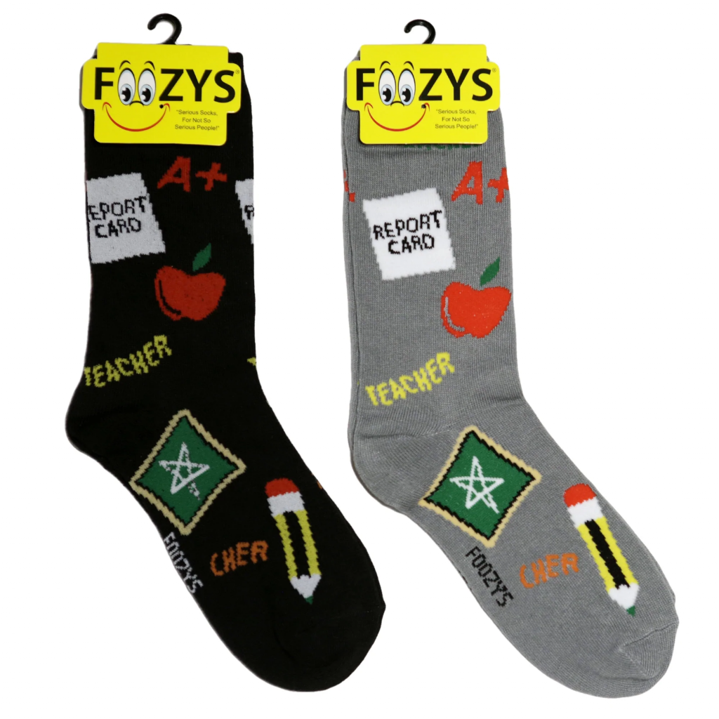 Womens Foozys Socks Design – Teacher in Grey, Black - FoozysSocks.com